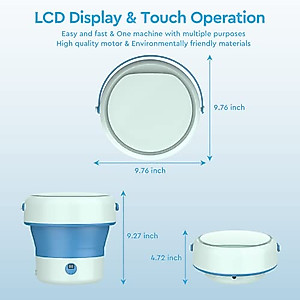 Outarsi Mini Foldable Portable Clothes Washing Machine, With Ozone and Blue Light, 4.8L, for Small Underwear, Socks, Towel or Small Items, RVs Travel Laundry, Apartment, Dorm, Camping - Blue