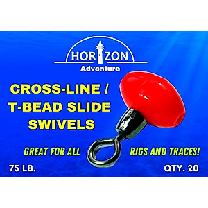 Cross Line Swivels & T Bead Swivel 3 Way Swivels Pulley Slide Rig Rolling Swivels Fishing Hooks Connector Fishing Terminal Tackle for Salt Water and Fresh Water