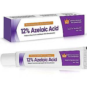 Azelaic Acid 12% Facial Serum,Skin Brightening Hyaluronic Acid and Niacinamide, Redness Relief, Fade and Repair Dark Spots