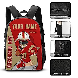 Quzeoxb San Francisco Custom Backpack 3pcs Bag Set Laptop Bag Personalized Name Number Lunch Box and Pencil Case Men Women Fan Gifts