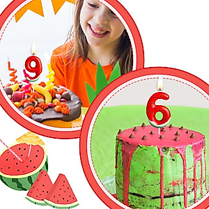 Cxryrzhe 2nd Birthday Candles Number 2 Red Watermelon Birthday Party Watermelon Theme for Baby Girl Boy Birthday Cake Topper Graduation Celebration Anniversary Wedding Dessert Fruit Party Decorations