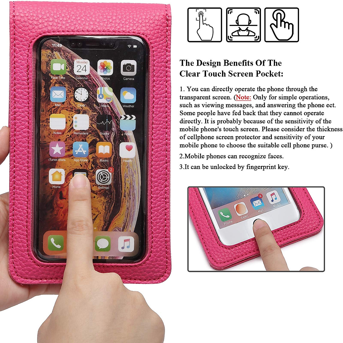 Laikiy Lightweight Leather Cell Phone Purse - Small Crossbody Bag Wristlet Purse