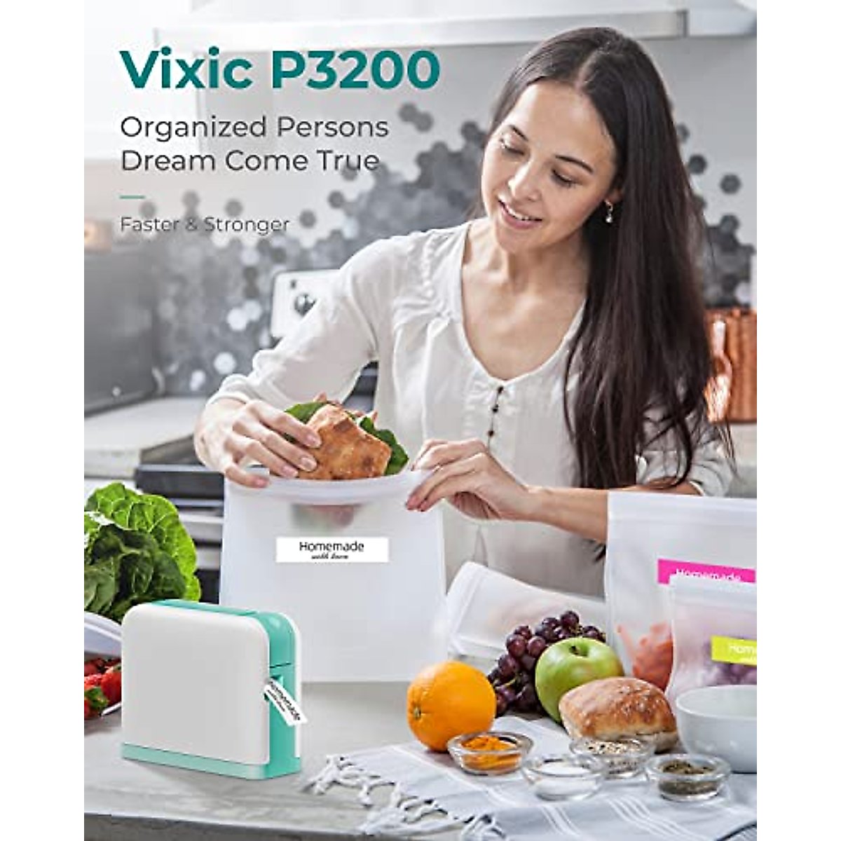 Vixic Label Makers - Label Maker Machine with Tape P3200 Portable Bluetooth Handheld Label Printer for Labeling Home Office Organization Included Multiple Templates for Phone Pad USB Rechargeable