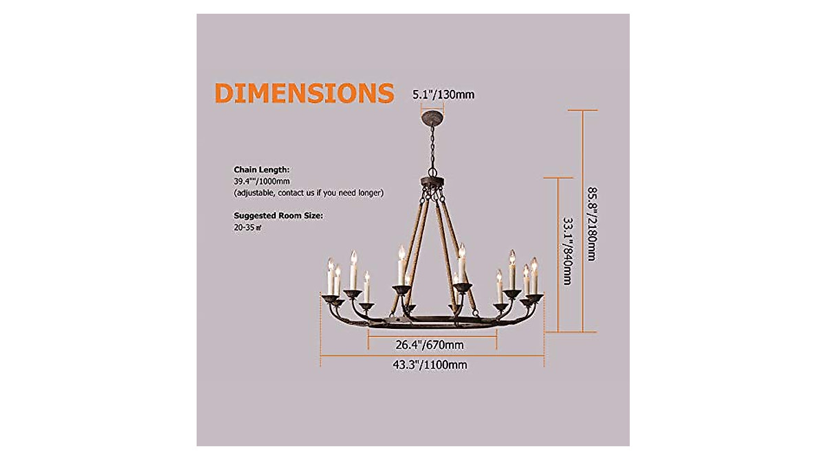 Lovedima 12-Light Rustic Candelabra Chandelier - Vintage Farmhouse Style