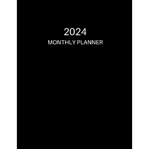 2024 Monthly Planner Black Cover : Large One Year Planner From Jan 2024 - Dec 2024 8.5" x 11": ( 12 Months Planner)