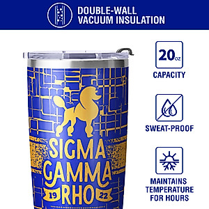 BBGreek Sigma Gamma Rho Sorority Paraphernalia - Official Vendor - 20 oz Stainless Steel Insulated Tumbler - Tile Design