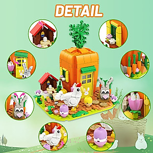 Bestbase Easter Bunny Carrot House Building Blocks Kit - 394 Pcs Easter Toys Easter Eggs Toy Building Sets, Easter Gifts for Kids Easter Basket Stuffers Easter Egg Fillers for Boys/Girls Age 6+