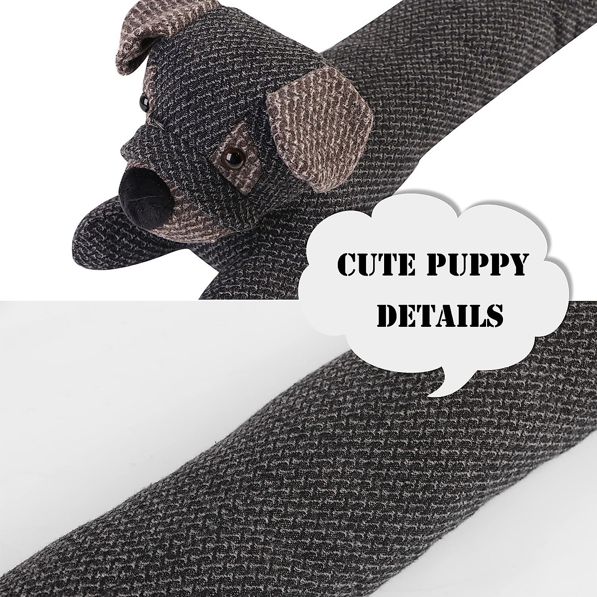 CERAYOU Dog Fabric Under Door Draft Stopper, 3LB Heavy Duty Decorative Soundproof Door Draft Blocker, 34 Inch Animal Energy Saving Draft Guard, Dark Grey