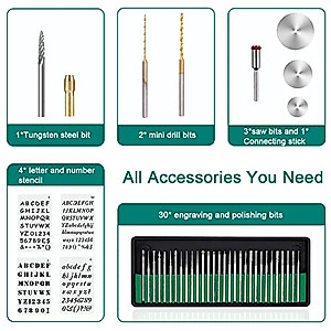 USB Cordless Electric Engraving Pen Kit, Mini 3-Speed Rotary Etching Machine Engraving Jewelry Leather Wood Glass,42pcs Engraver Tools for Metal with 30 Bits&Stencil