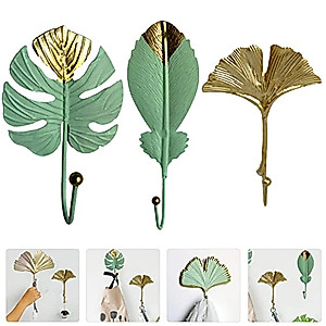 Amosfun 6pcs Plant Tropical Leaf Coat Mask Storage Decorative Reusable Stylish Corridor Leaf- Shaped Modern of Metal Window Things for Bathroom Shaped Utility Decor Iron Clothes