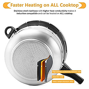 BreeRainz 16 Quart Pressure Cooker, 10 Psi Aluminum Pressure Canner w/Triple Valves & Auto Lock System, Steamer Rack Included