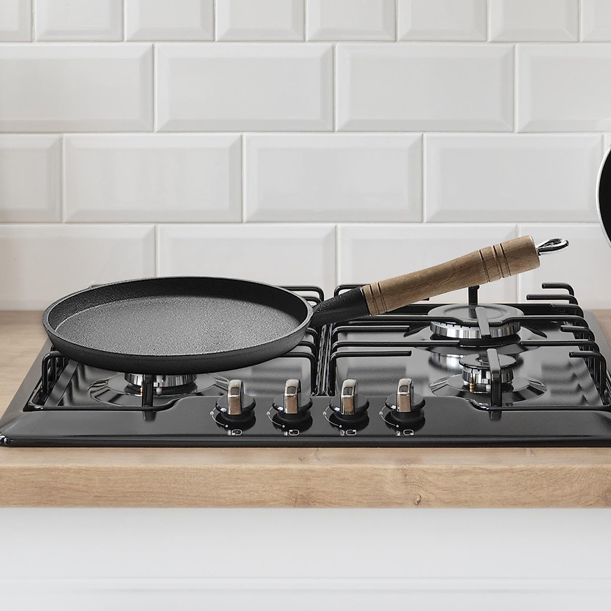 Cooking Omelette Pan Kitchen Breakfast Pan Multifunctional Steak Grill Pan Round Griddle Pans Cast Iron Frying Pan for Outdoor Party Kitchen, 22cm