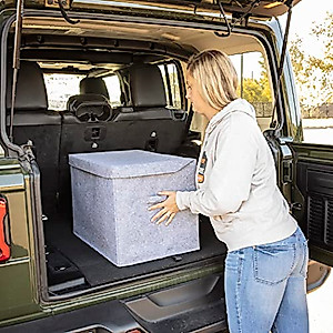 Sammy & Lou Black Felt Toy Box; Collapsible; Two Handles; Hinged Lid; 22 in x 14.5 in x 15 in