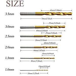 Hyamass 60Pcs Twist Drill Bit Set,1.0mm-3.5mm Drill Bit Assorted Set Premium 4341 HSS Micro Drill Bits for Hardened Metal, Stainless Steel, Cast Iron, Wood，Plastic and Aluminum Alloy