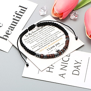 JoycuFF Gifts for Granddaughter Bracelets To My Granddaughter from Grandma Birthday Mother's Day Christmas Gifts for Granddaughter Morse Code Bracelets for Women I Love You