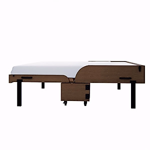 RoomAndLoft Queen Size Mobile Murphy Cabinet Bed in Solid Wood, in Brown, No Box Spring Needed, Pre-Assembled