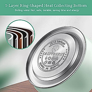 RETTBERG Tea Kettle for Stovetop Whistling Tea Kettles Retro Red Stainless Steel Teapots, 2.64 Quart (Mint Green)