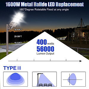 8Pack 400W LED Parking Lot Light Dusk to Dawn Outdoor Lighting Arm Mount 56000LM IP65 UL & DLC Commercial Light for Street Stadium Tennis Court 5000K (100-277VAC Input), LED Shoebox Light