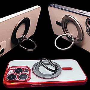 Magnetic Phone Finger Ring Grip with Kickstand - alloyed Magnetic Phone Grip iPhone Ring 360 Compatible with iPhone 14 Plus 13 12, Pro, Pro Max, Mini, Mag Safe Accessories(AL-Grip-Gray)