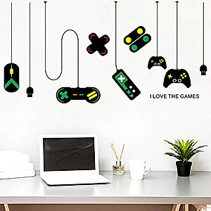 CHengQiSM Game Wall Stickers Gamer Room Decor Gaming Controller Joystick Playroom Wall Decals for Bedroom Living Room Decor Removable Art Mural for Boys Kids Men