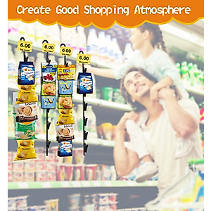 Strips Hooks Chip Rack Display Hanging 16.5 Inches with 6 Chip Black Greeting Card Hooks for Party Vendors Chip Bag Holder Snack Candy Portable Retail Organizer Storage Metal with Label Header 4 Pack