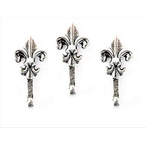 Mini Metal Fleur De Lis Wall Decor Hooks, Set of 3, Silver