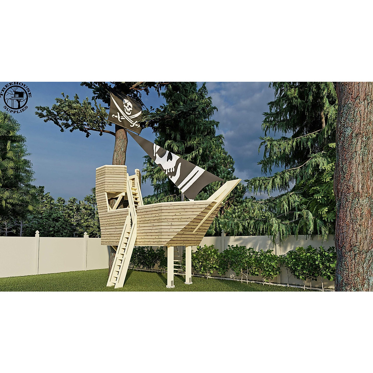 The Pirate Ship © 1 Tree 2 Post Treehouse Plan