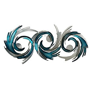 Touch of Class Perfect Storm Metal Wall Sculpture - Blue, Silver - Large Dimensional - Steel - Handcrafted Modern Decor - Abstract Geometric Art - Metallic Contemporary Sculptures for Bedroom