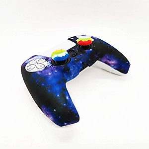 Skin for PS5 Controller Grips, Silicone Case Cover for PlayStation 5 Anti-Slip Protector with 10pcs Thumb Joysticks Caps (Blue Starry Sky)