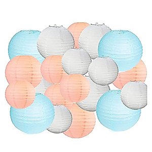 Lantern 20 pcs Chinese Paper Lantern 10" 12" 14" Light Blue Peach White Japanese lanterne Papier Ball for Wedding Parties Events Decor