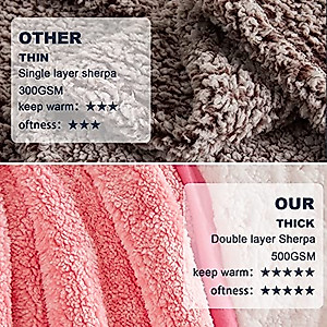 Inhand Sherpa Throw Blankets for Couch, Travel Plush Cozy Lightweight Blanket, Soft Fleece Fur Throw Blanket, Big Fluffy Sherpa Throws and Blankets for Sofa, Bed(50"x 60", Pink)