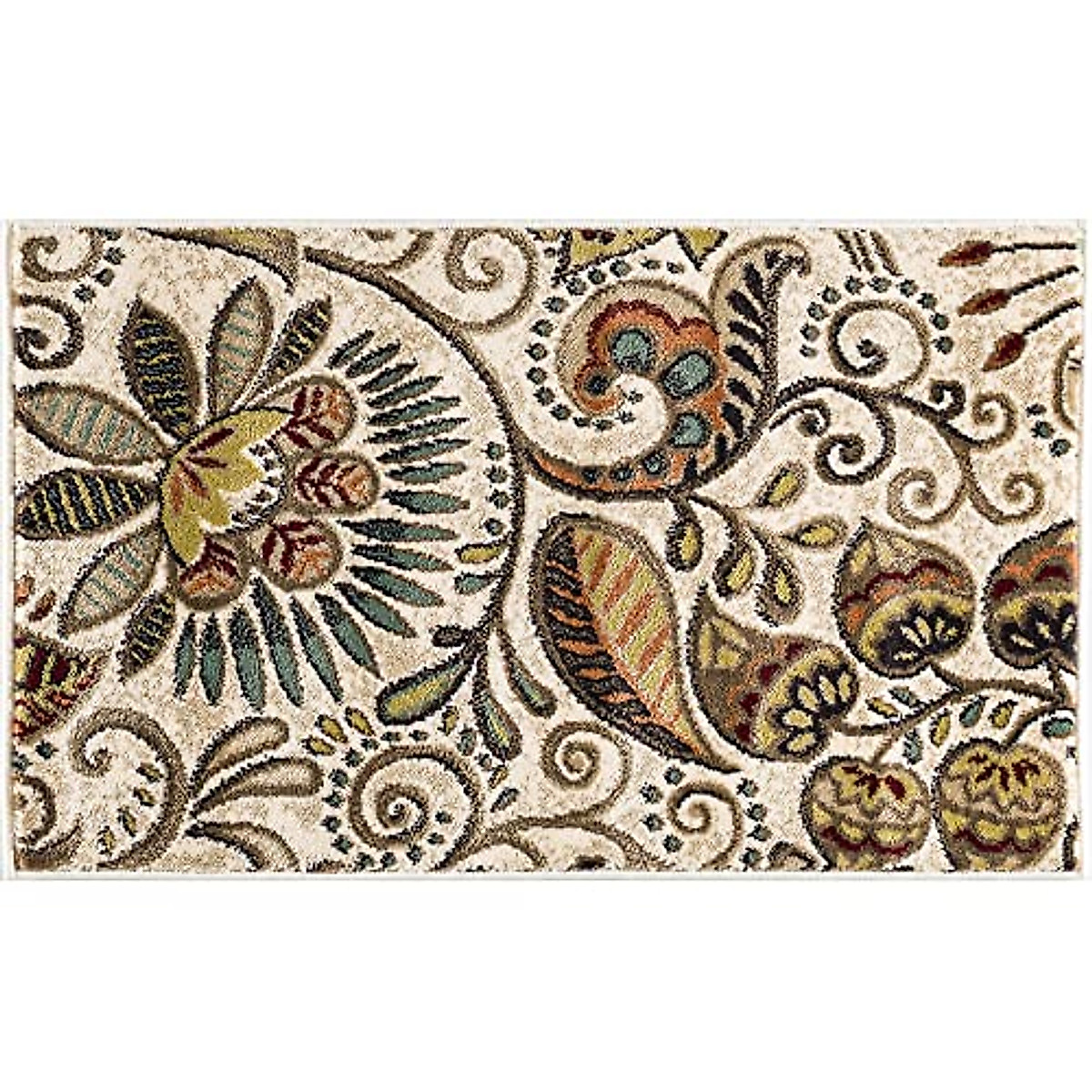 Giselle Transitional Floral Ivory Scatter Mat Rug, 2' x 3'