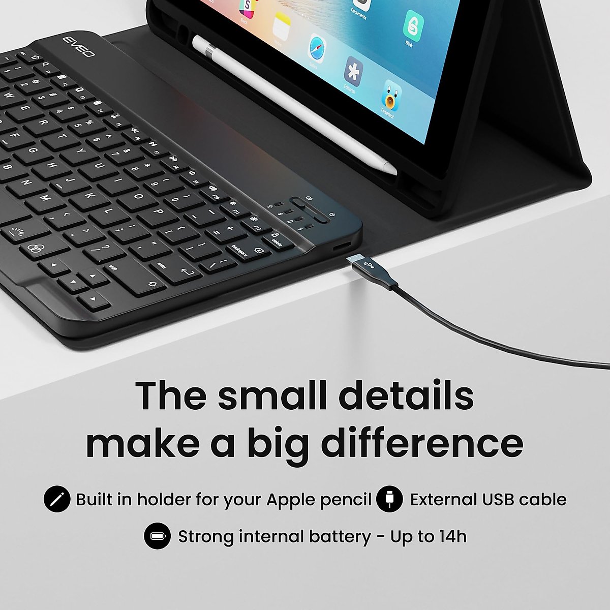 iPad 9th Generation Case With Keyboard 10.2"- 9th Generation iPad Case With Keyboard - Premium iPad Keyboard Case 9th Generation for iPad 9th/8th/7th Gen, 10.2 Inch iPad Case With Keyboard - Black