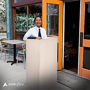 Adir Hostess Stand with Wheels - Portable Presentation Podium, Pulpits Lectern Desk with Spacious Shelves for Churches, Restaurants, and Classrooms (White)