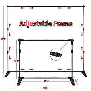 iElyiEsy Backdrop Stand Kit 8x8FT Adjustable Telescopic Display Step and Repeat Banner Stand for Party Decoration, Photoshoot, Photography, Trade Show with Carrying Bag