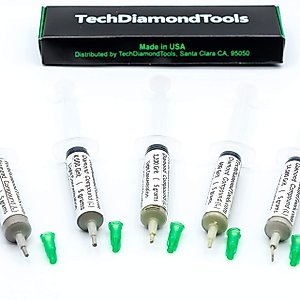 TechDiamondTools Diamond Polishing Compound Kit of 5 Polishing Paste USA Made 400 1200 4000 14000 50000 Grit for Marble Glass Metal Rock Jewelry Resin Silver Gemstone with 10% of Diamond Powder