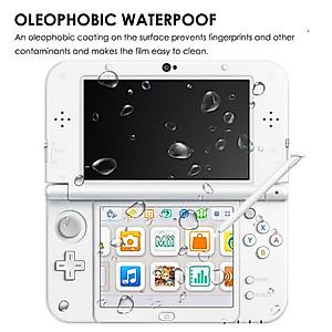 Screen Protector Compatible NEW 3DS XL, AFUNTA 4 Pcs Tempered Glass for Top Screen and HD Clear Crystal PET Film Compatible Bottom Screen, 3DSXL Film Accessory