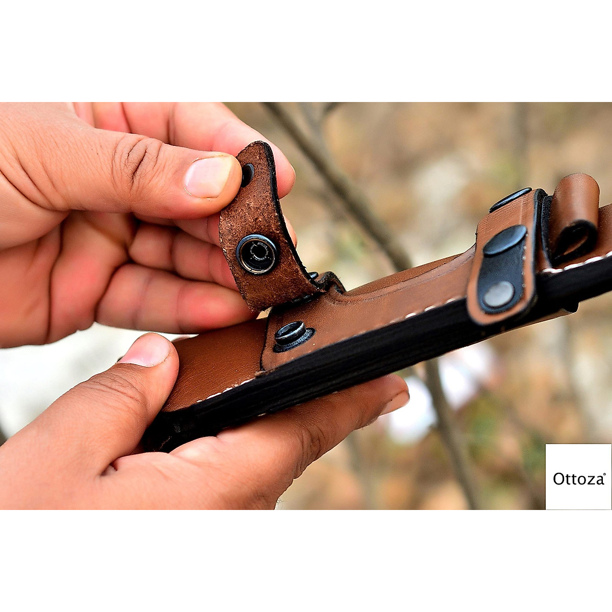 Ottoza TOP GRAIN Leather Knife Sheaths for Fixed Blade Knives, LEFT HAND Leather Knife Sheath for Belt, Leather Knife Holster Belt Knife Holder, Horizontal Knife Sheath for Belt No:102