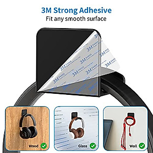 SOKUSIN Headphone Stand Headset Holder - Adhesive Gaming Earphones Hanger, Universal Desk Wall Mount Hook for All Headphone/Controller, Compatible with Beats, AirPods Max,Sony, JBL (Black)