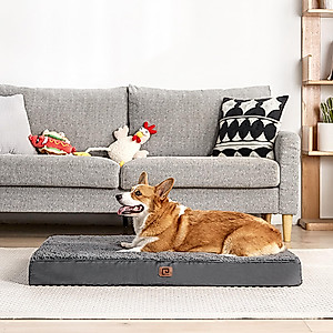 EHEYCIGA Orthopedic XL Dog Beds for Extra Large Dogs with Removable Washable Cover, Grey, 44x32