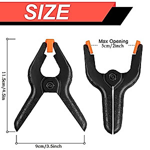 12 Pack Plastic Spring Clamps, 3.5inch Small Heavy Duty Clips for Crafts, Backdrop Stand, Woodworking, Photography Studios (Black)