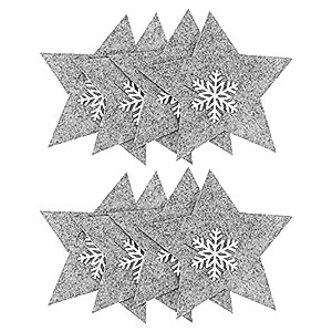 8PCS Xmas Five- Pointed Star Cutter Fork Bag Christmas Tableware Cover Decor Decor for Celebration Party