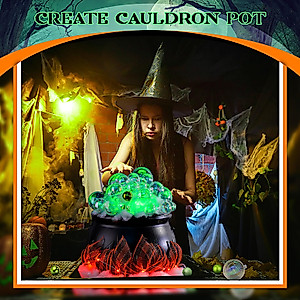 Liliful Halloween Cauldrons Decorations Black Plastic Bubble Witch Large Cauldron DIY Set Halloween Indoor Outdoor Decor(59 Pcs,14.5 x 9.8 Inch)