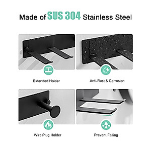 WOJIUBUXIN Hair Dryer Holder Wall Mount Matte Black Hair Dryer Holder for Bathroom Cabinet SUS 304 Stainless Steel Blow Dryer Holder Compatible with Dyson Hair Dryers