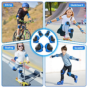 Kids Protective Gear Set Wemfg Knee Pads for Kids 3-8 Years Toddler Knee and Elbow Pads with Wrist Guards 3 in 1 for Skating Cycling Bike Rollerblading Scooter(Blue)