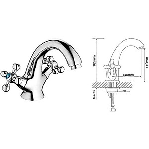 ROLTIN Kitchen Taps 1 Set Chrome Plated Double Handle Toilet Bathroom Sink Faucet Hot and Cold Bathroom Sink Mixer Tap Switch