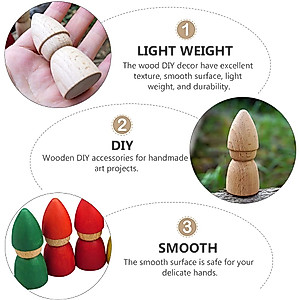 rosenice 6pcs Wooden Gnome Peg Doll Unfinished Wooden Peg People Figures Mini Peg Doll Bodies DIY Painting Puppets for Arts and Crafts Projects Role Play Game Beige