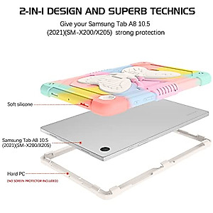DOMAVER Galaxy Tab A8 Case Samsung Tab A8 Case 10.5 Inch with Butterfly Stand Shockproof Rugged Kids Friendly Silicone Heavy Duty Cover- Colorful Pink
