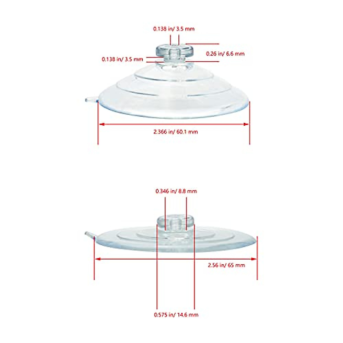 Ruiwaer 10pcs 60mm Large Suction Cups Use for Veg Ledge Shelf, Wreath, Sign, Christmas Ornament, Suncatchers, Decorations, Bird Feeder, Hanger, Windshield (Load-Bearing: 7 Pounds), Transparent