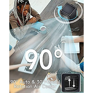 Portable Air Conditioners, 3-IN-1 Rechargeable Small Evaporative Air Cooler, 3 Speeds Cooler Fan, 4000mAh Battery Humidifier, Auto Oscillation, Light, Mini Air Conditioner Cooler for Room Bedroom